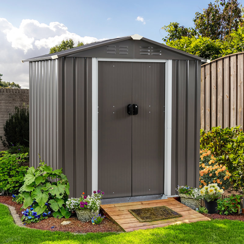 walsunny 6 ft. W x 4 ft. D Metal Storage Shed | Wayfair walsunny 6 ft. W x 4 ft. D Metal Storage Shed | Wayfair